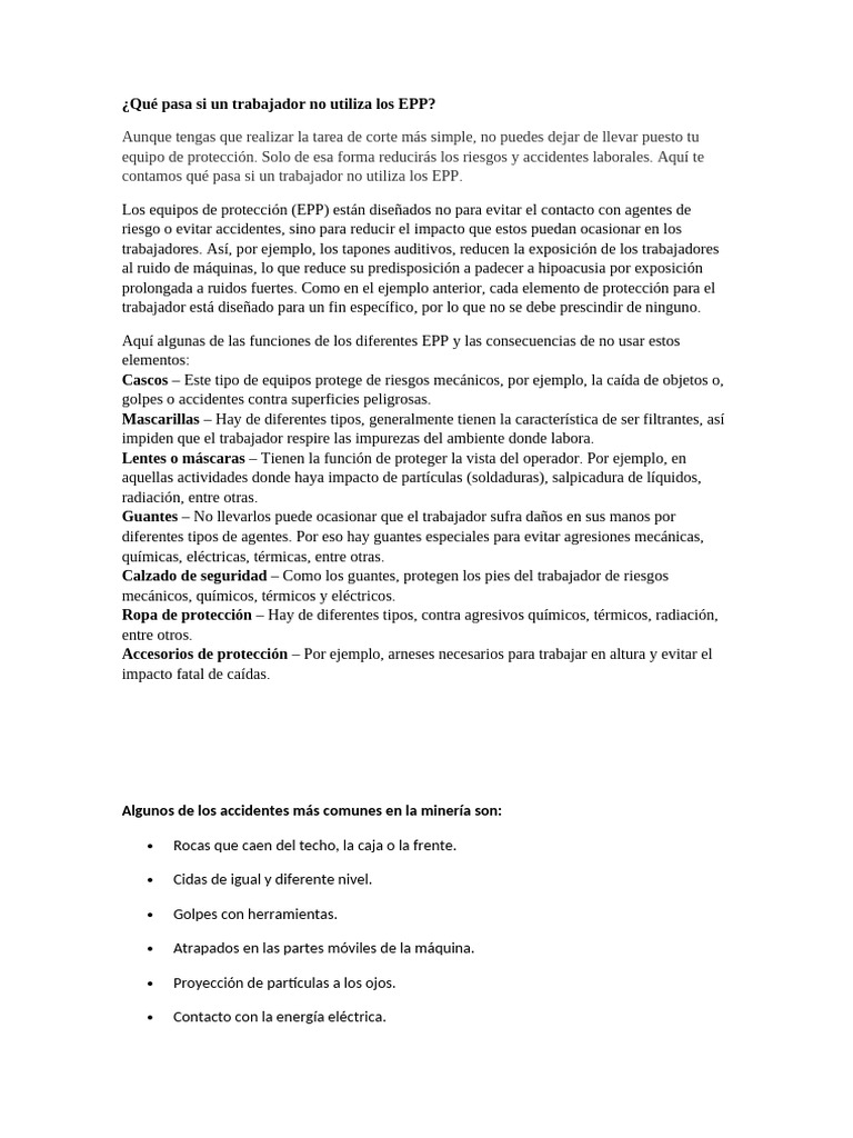 Qué pasa si un trabajador no utiliza los EPP | PDF | ruido