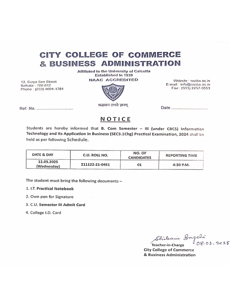 6909_090325043050_Sem III CBCS IT Practical Examination 2024 | PDF