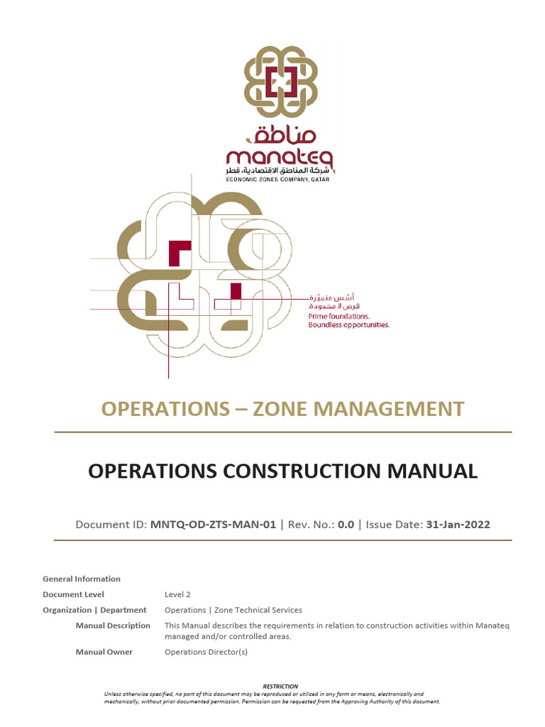 Operations Construction Manual Overview | PDF | Employment | Regulatory ...