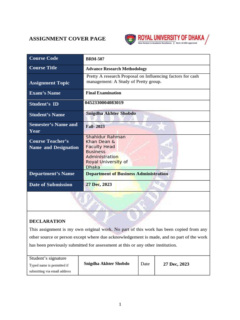Cash Management System of Pretty Group | PDF | Cheque | Banks