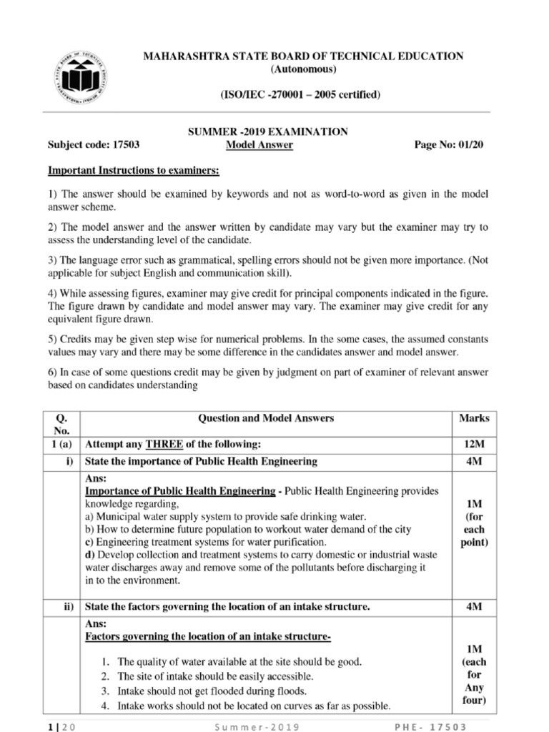 2019 Summer Model Answer Paper (Msbte Study Resources) | PDF