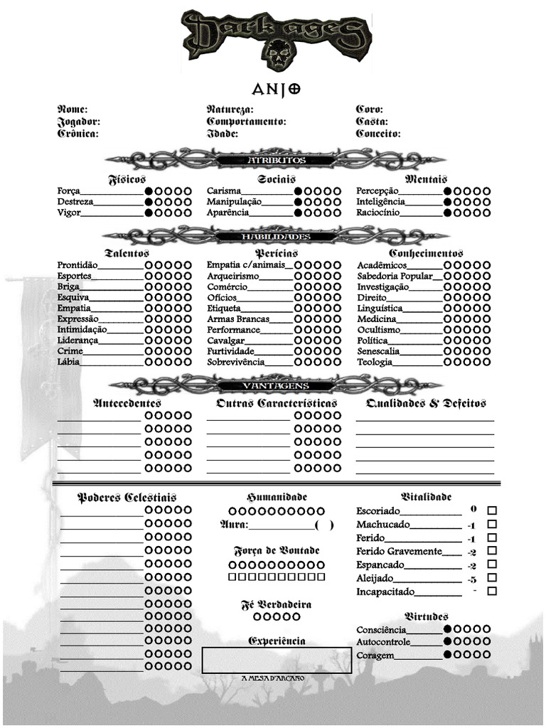 Ficha de Anjo - DARK AGES | PDF