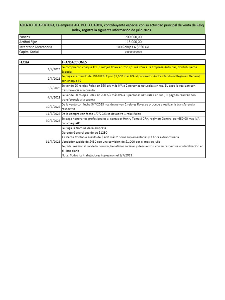 Ejercicio de Repaso Completo 2an | PDF