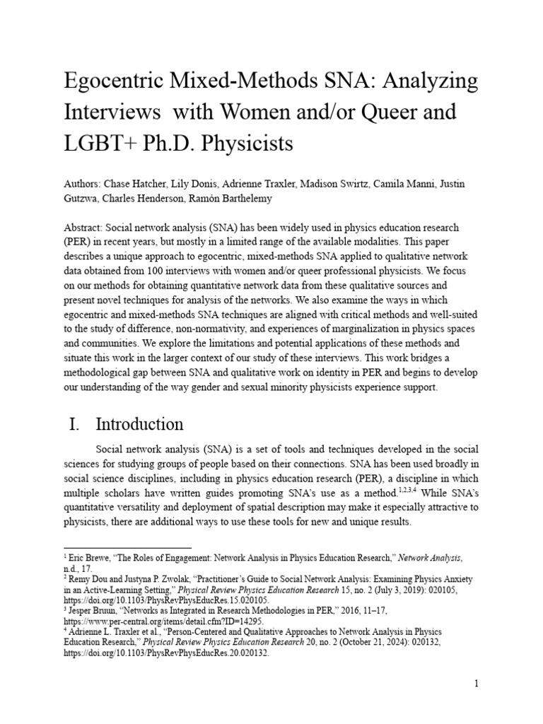Egocentric Mixed-Methods SNA: Analyzing Interviews With Women And/or ...