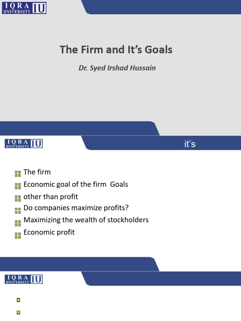 Understanding Firm Goals and Profit Maximization | PDF | Stocks | Dividend