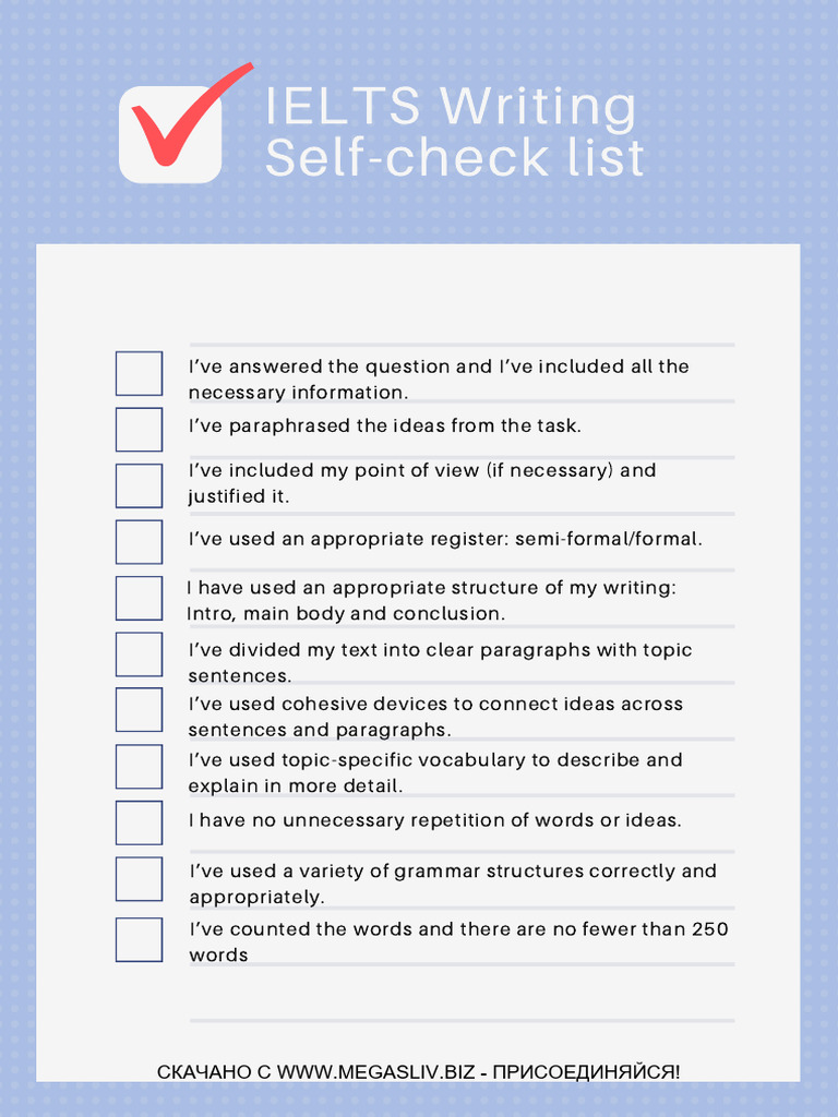 Writing Paper IELTS Checklist | PDF