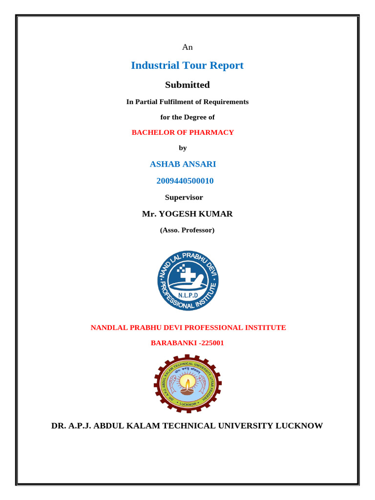 Ashab I7ndustrial Report | PDF | Tablet (Pharmacy) | Pharmacology