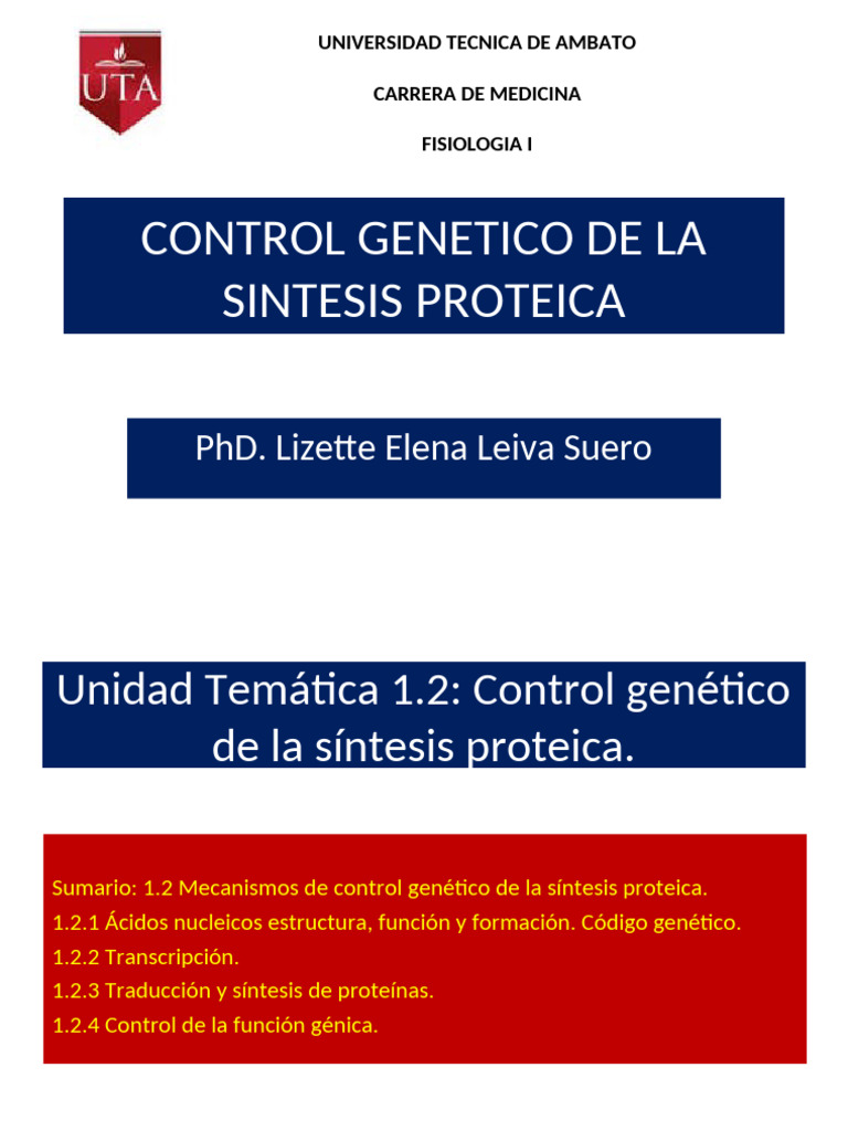 Control Genético en Síntesis Proteica | PDF | Rna | Adn