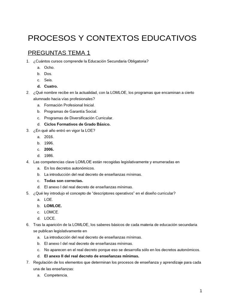 PREGUNTAS PROCESOS | PDF | Plan de estudios | Aprendizaje