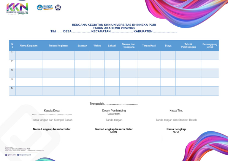 Kkn - Template Program Kerja Kkn 2024 | PDF