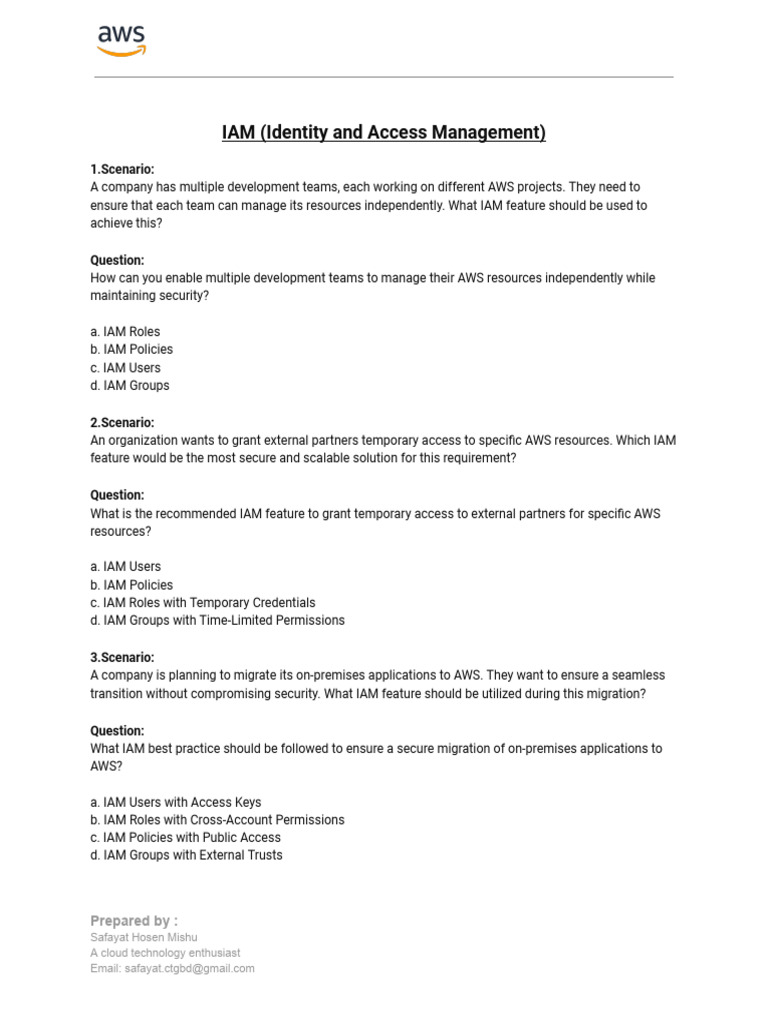 Questions Bank-01 (AWS IAM) | PDF | Amazon Web Services | Cloud Computing
