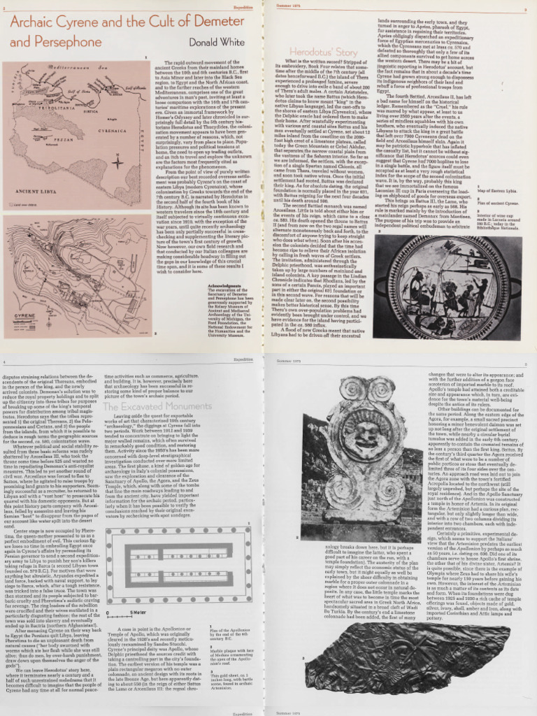 White, Donald. 1975 Archaic Cyrene and The Cult of Demeter and ...