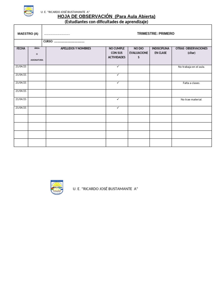 Hoja de Observación | PDF