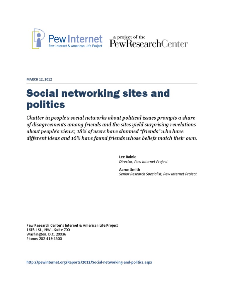 Social Networks and Politics PEW Report | PDF | Social Networking ...