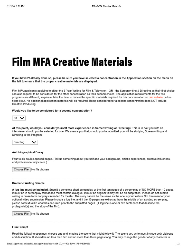 Film MFA Creative Materials | PDF | Screenwriting | Screenplay