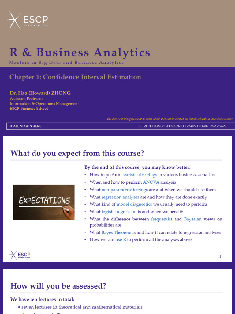 Statistics ESCP | PDF | Sample Size Determination | Confidence Interval