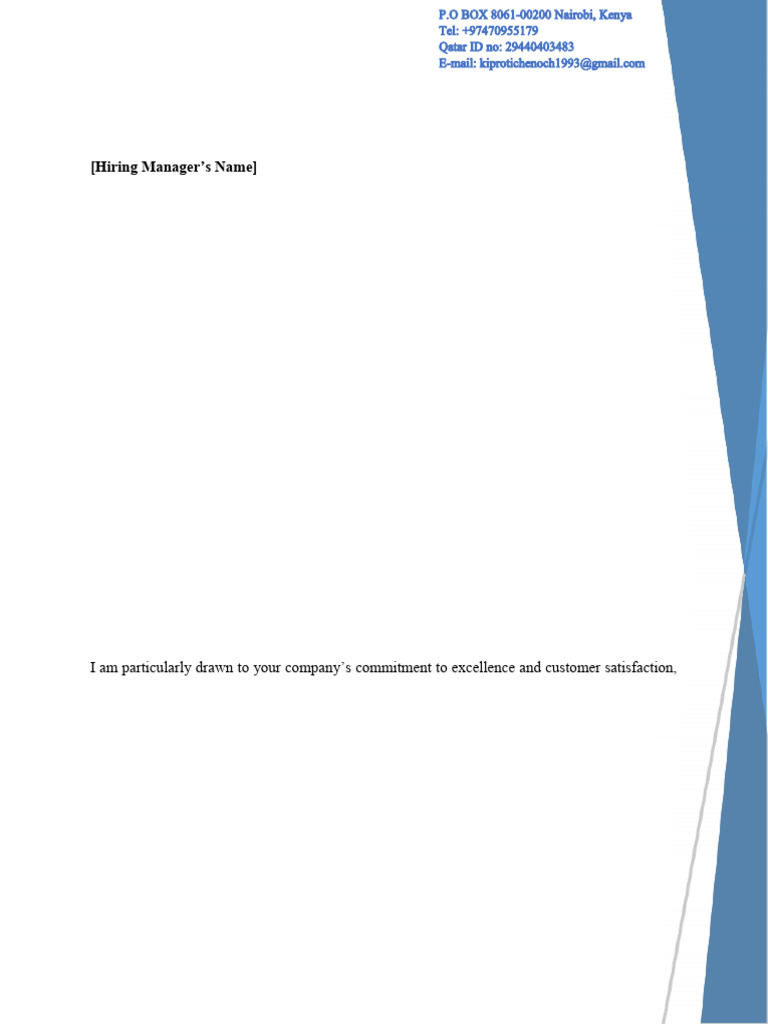 ENOCK KIPROTICH COVER LETTER | PDF