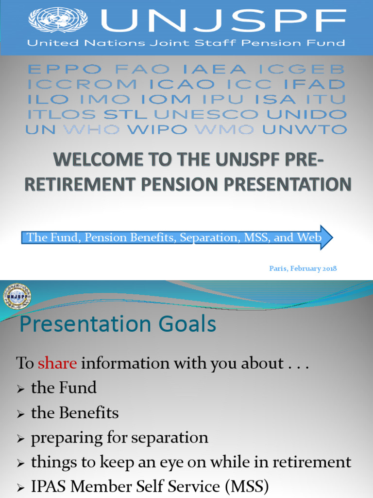 Unjspf Pre-Retirement Presentation 2018 en | PDF | Cost Of Living | Pension