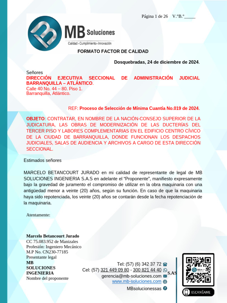 Formato Factor de Calidad | PDF