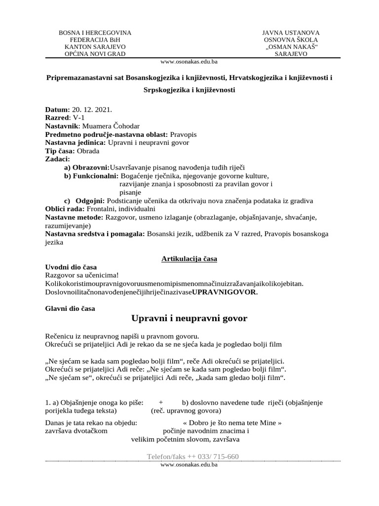 Upravni I Neupravni Govor | PDF