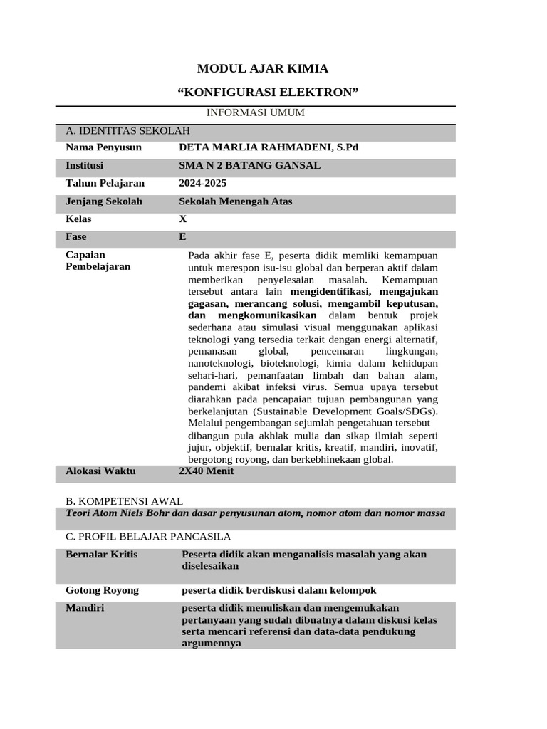 Perangkat Pembelajaran - Deta Marlia Rahmadeni - 9243400914 | PDF
