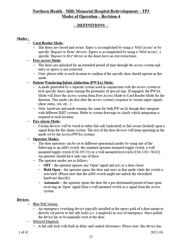 Modes of Operation Rev4 Aug1423 | PDF