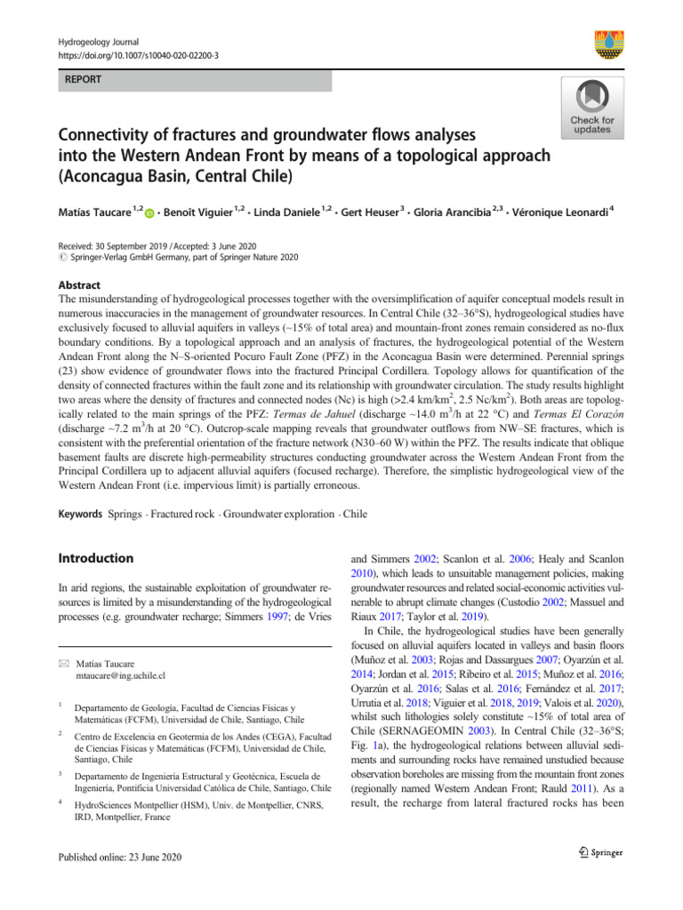 Taucare2020 - Connectivity of Fractures and Groundwater Flows Analyses ...