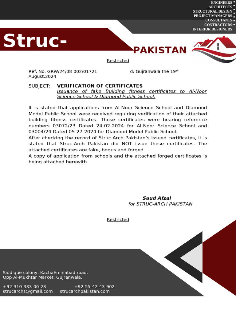 Verification of Fake Letters | PDF