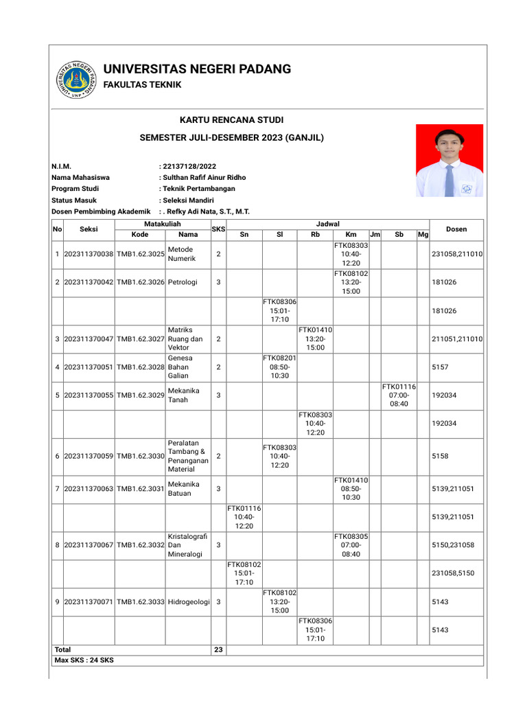 Cetak Kartu Rencana Studi | PDF