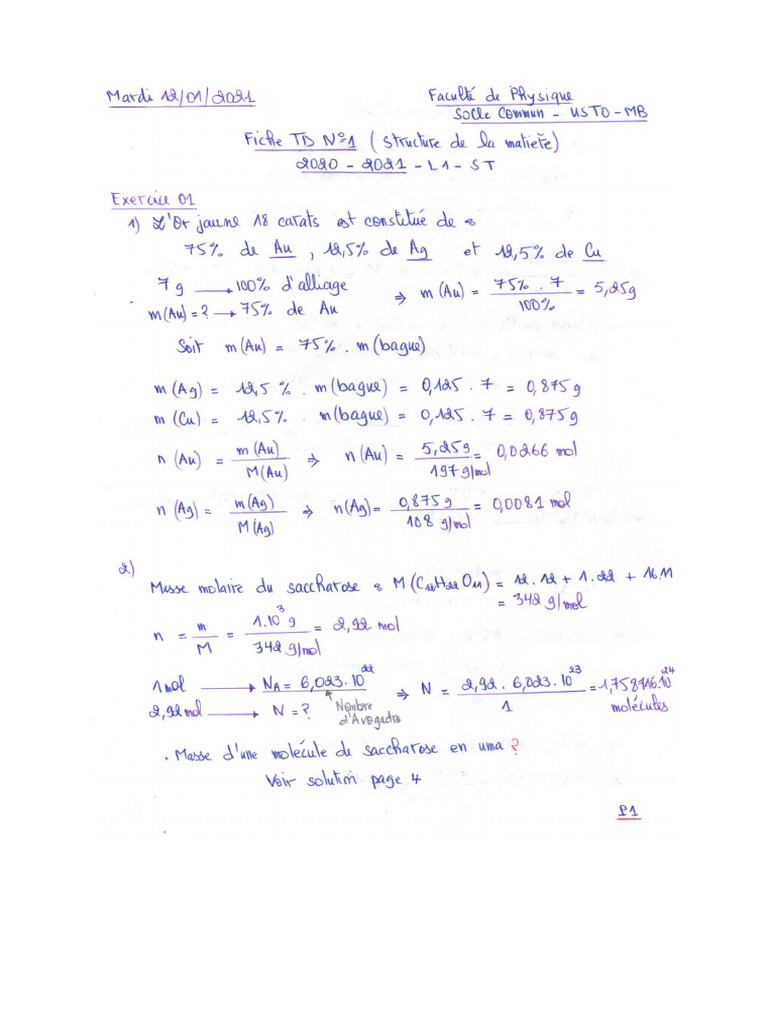 Correction Fiche de TD N°1 | PDF