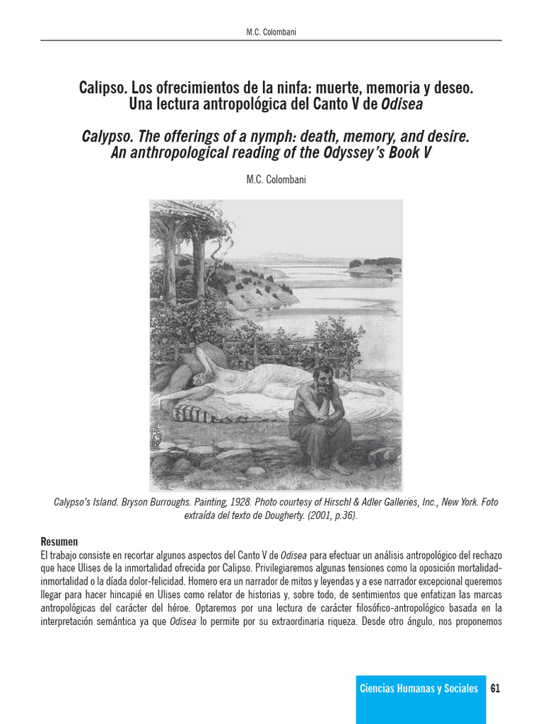 Calipso. Los Ofrecimientos de La Ninfa - Muerte, Memoria y Deseo. Una ...