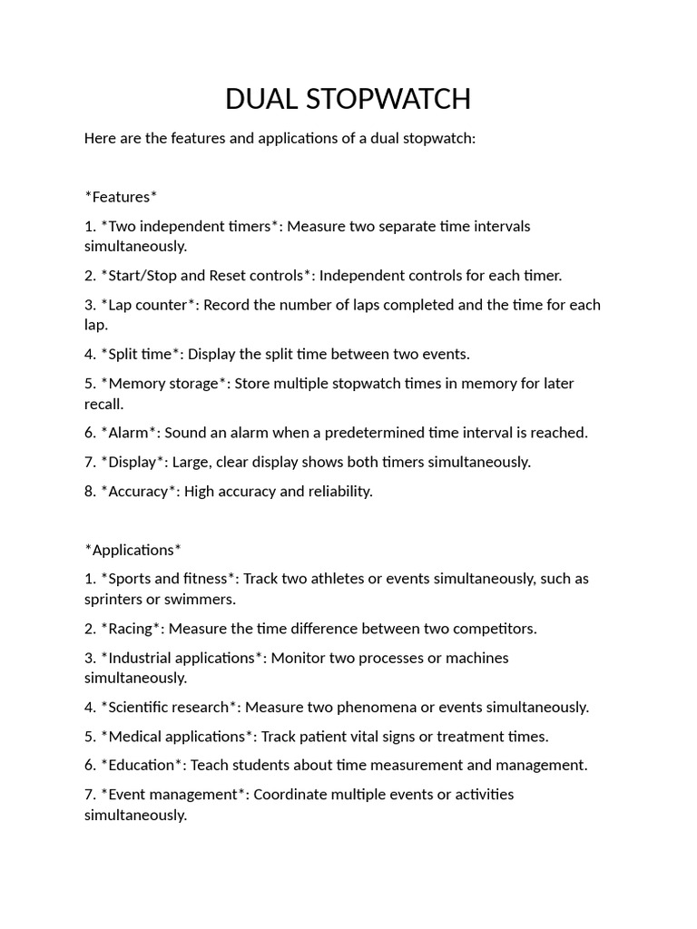 dual stop watch | PDF