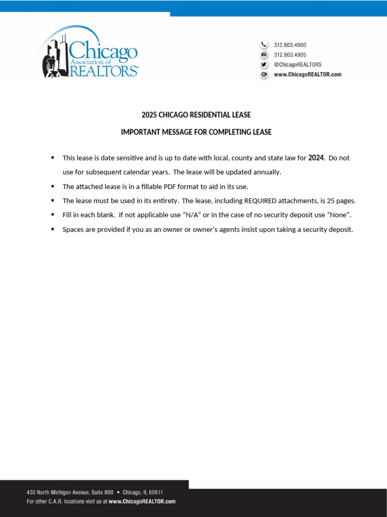 Chicago Residential Lease 2025 Jalyn | PDF | Leasehold Estate | Lease