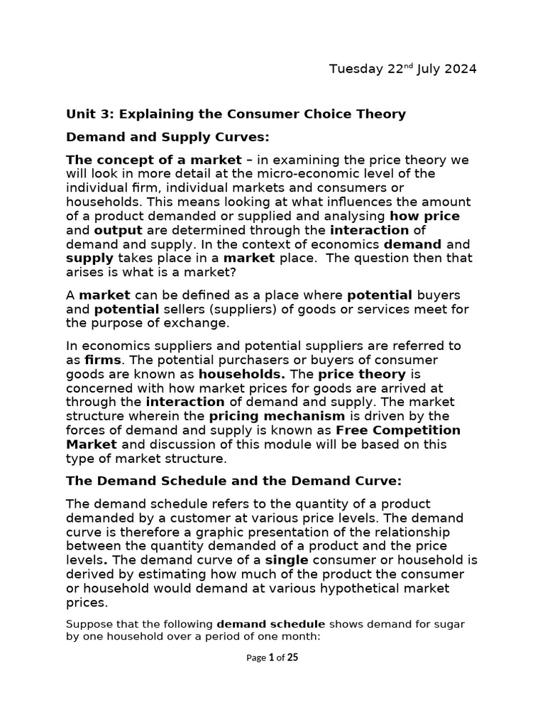 Unit 3- Explaining the Consumer Choice Theory -Updated | PDF ...