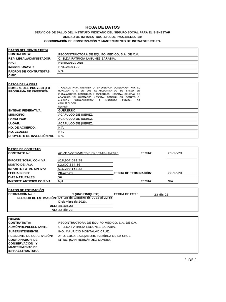 Estim No 1 Rem Acapulco Revisado | PDF | Hospital