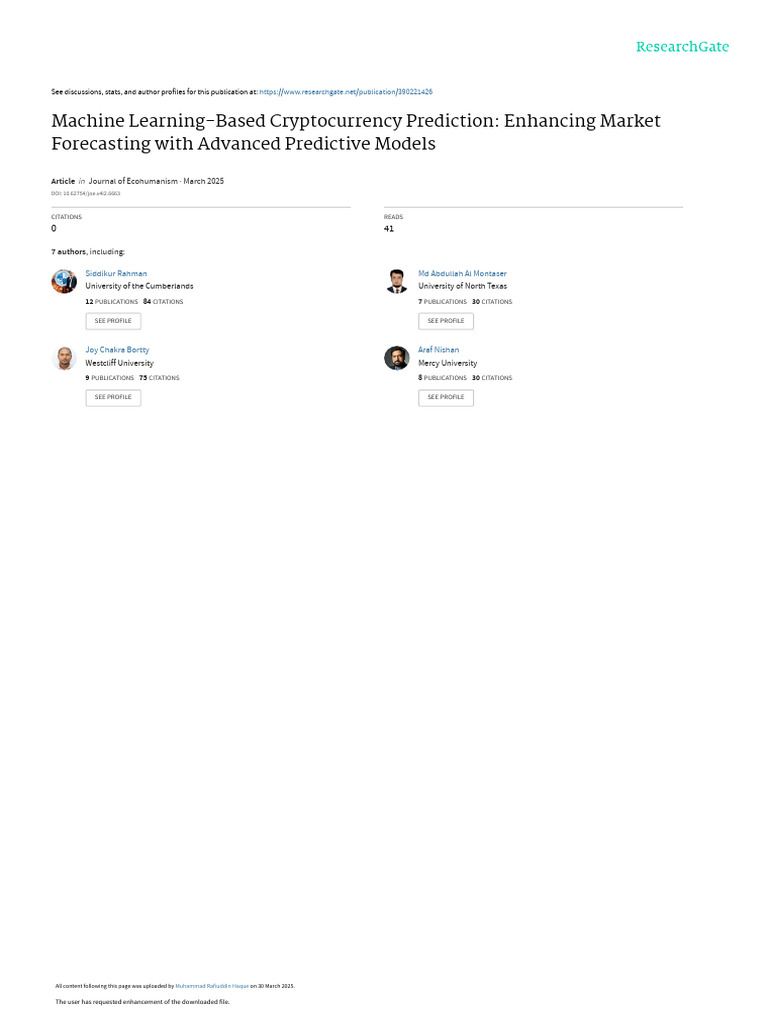 Machine Learning-Based Cryptocurrency Prediction Enhancing Market ...