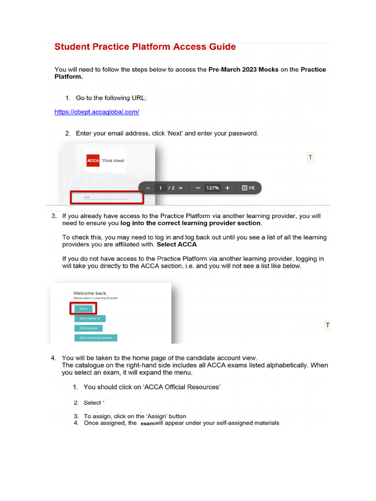 Instructions To Access Past Exam Library and Pract - 241104 - 100749 | PDF