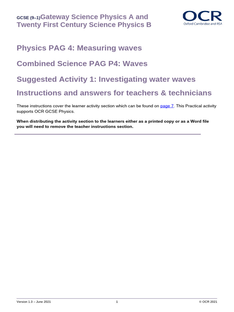 Measuring Water Waves in Physics PAG | PDF | Frequency | Waves