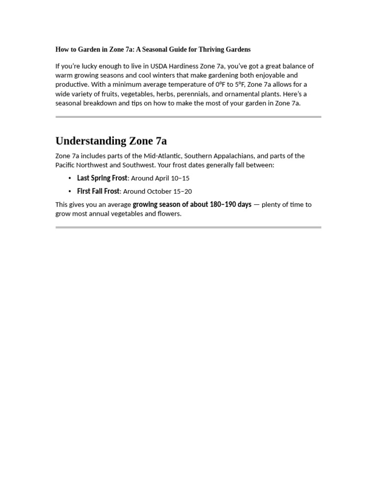 Gardening Guide for Zone 7a | PDF