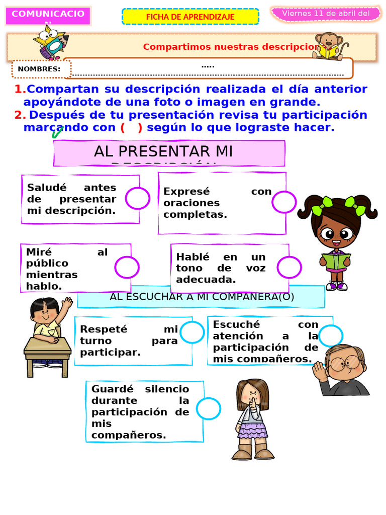 FICHA-COMU-Compartimos nuestras descripciones.. | PDF
