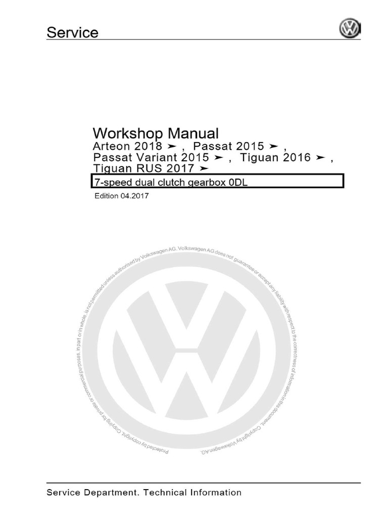 2016+ VW Tiguan - 7-Speed Dual Clutch Gearbox 0DL | PDF