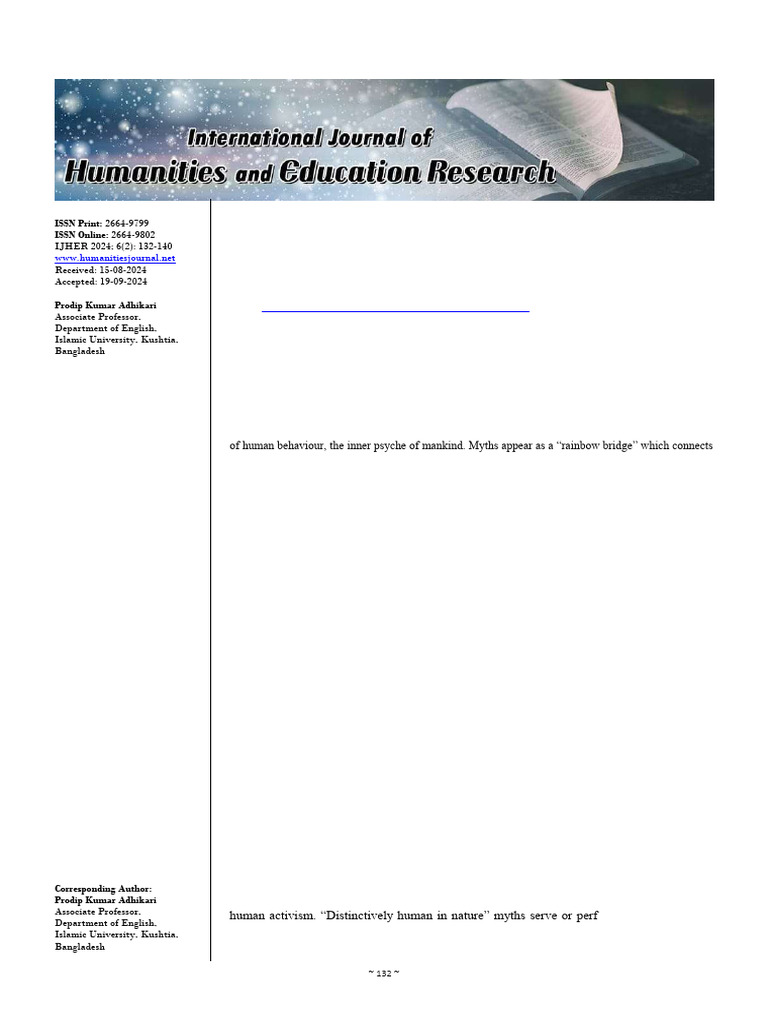 Adhikari, Prodip Kumar, Exploring Modern Theories and Functions of Myths - 6-2-24-480 | PDF ...