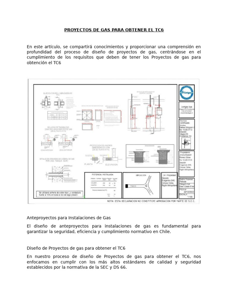 Proyecto de Gas para obtener TC6 | PDF | Diseño | Valores
