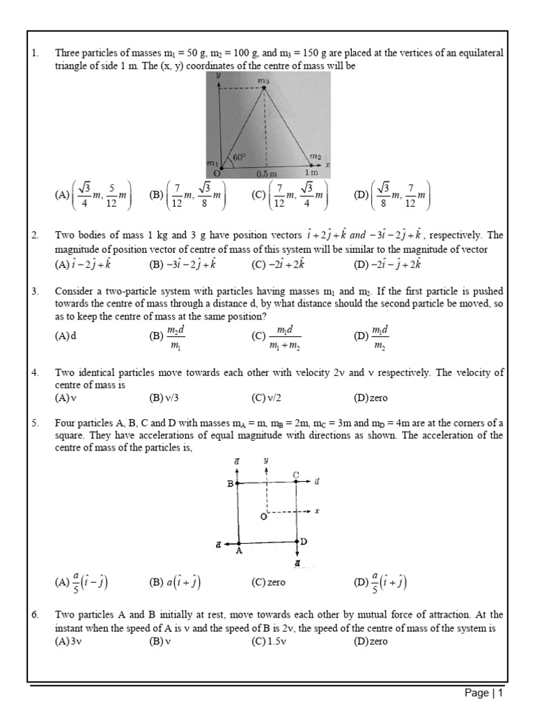Question Class 12 Science Stream Jee Practice Paper | PDF | Force | Mass