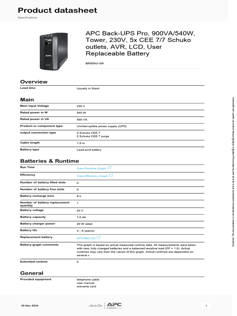 APC BackUPS-Pro BR900G-GR | PDF | Electric Power | Manufactured Goods