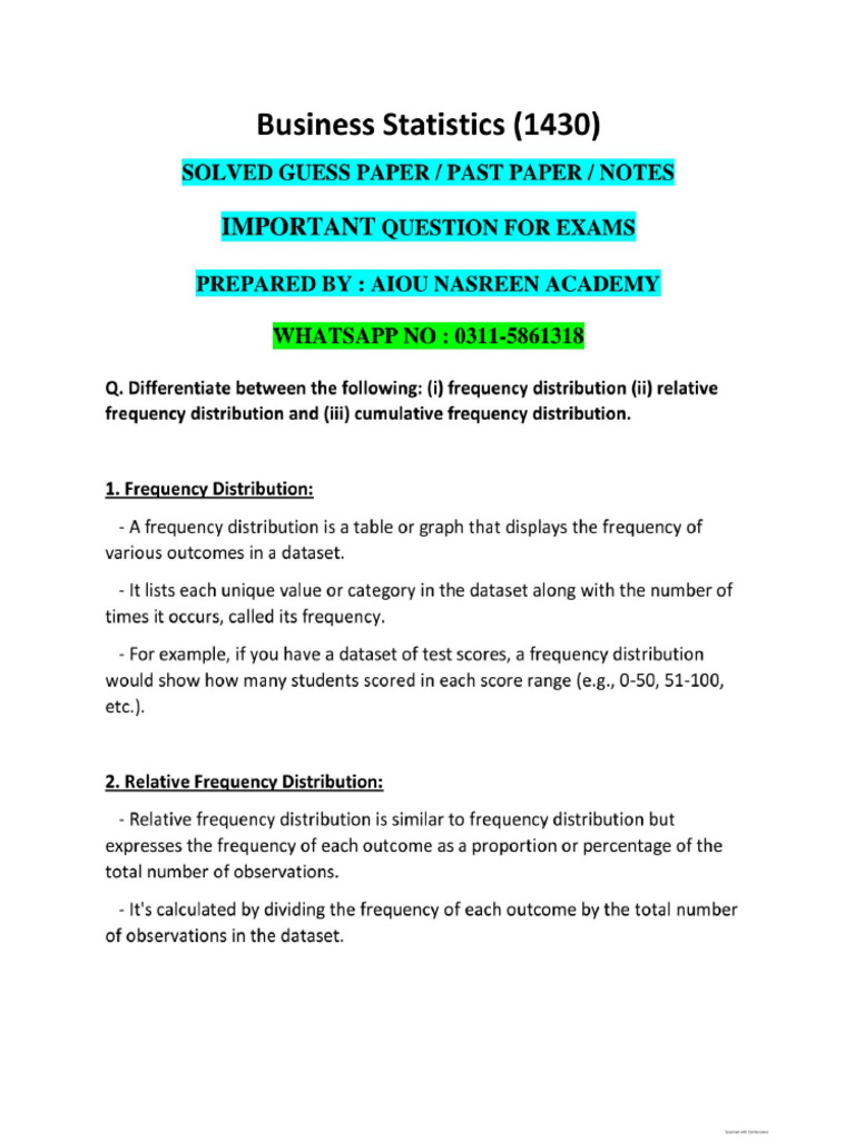 1430 Solve Guess Paper Notes Pdf