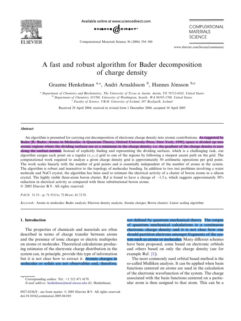 0038 Bader Decomposition of Charge Desnity | PDF | Density Functional ...