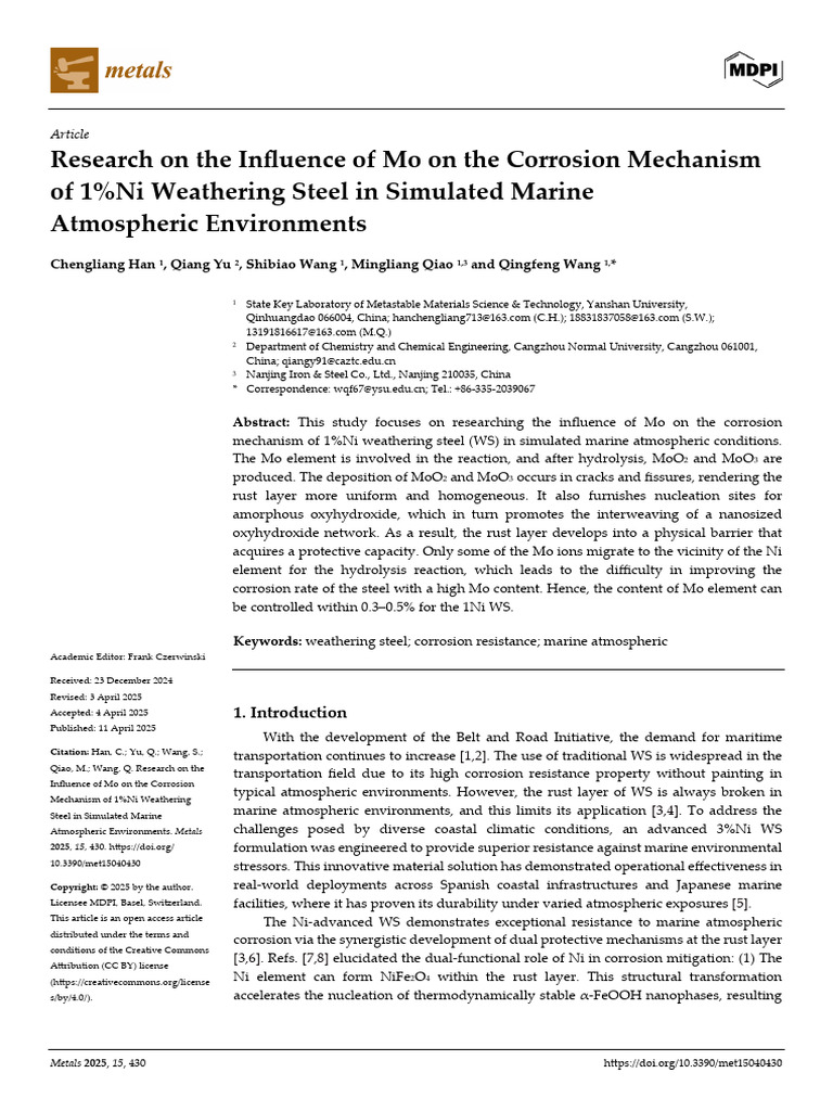 5. paper Weathering Steel in Simulated Marine Atmospheric | PDF ...