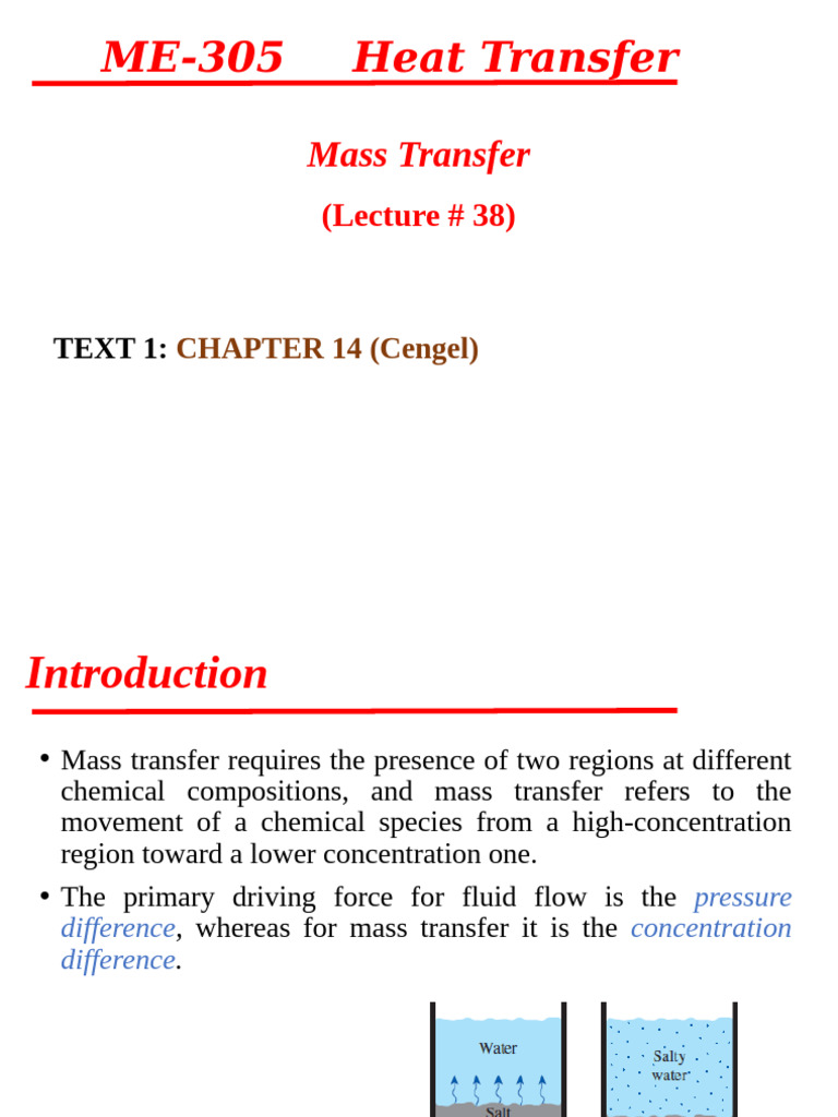 Lec 38 Mass Transfer | PDF | Diffusion | Thermal Conduction