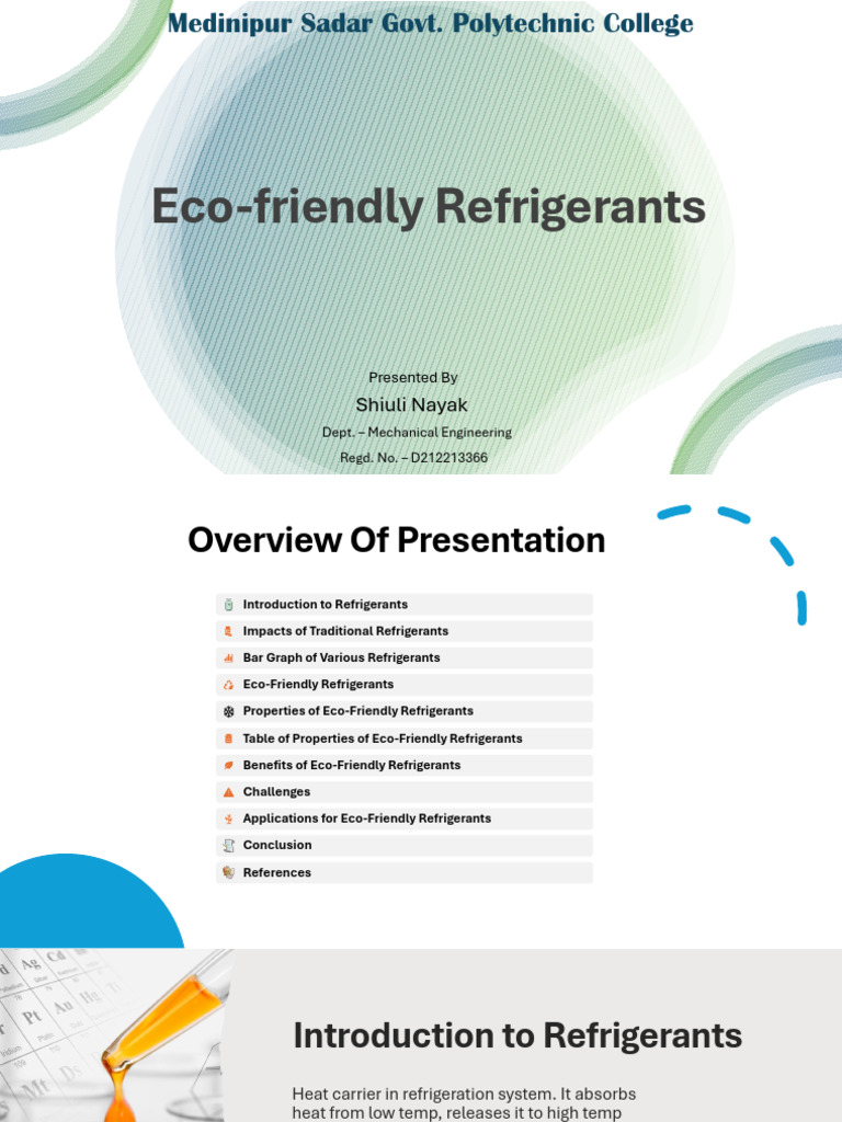 Eco-Friendly Refrigerants Overview | PDF | Gases | Engineering ...